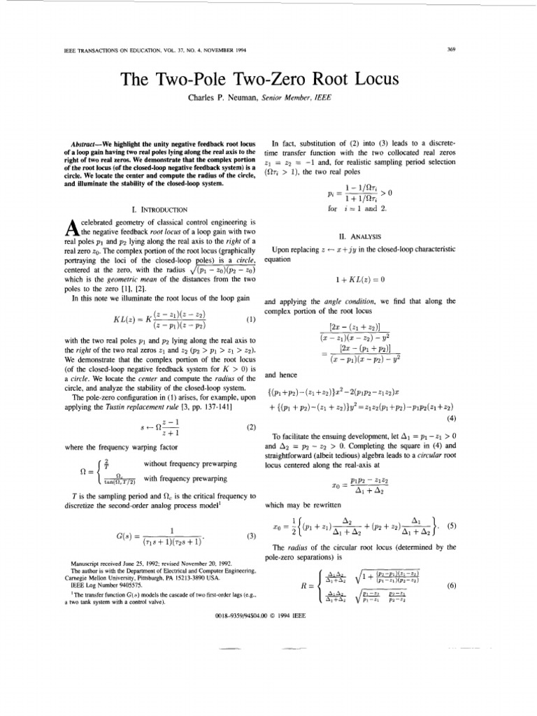 Two Pole Two Zero Root Locus | PDF | Control Theory | Cybernetics