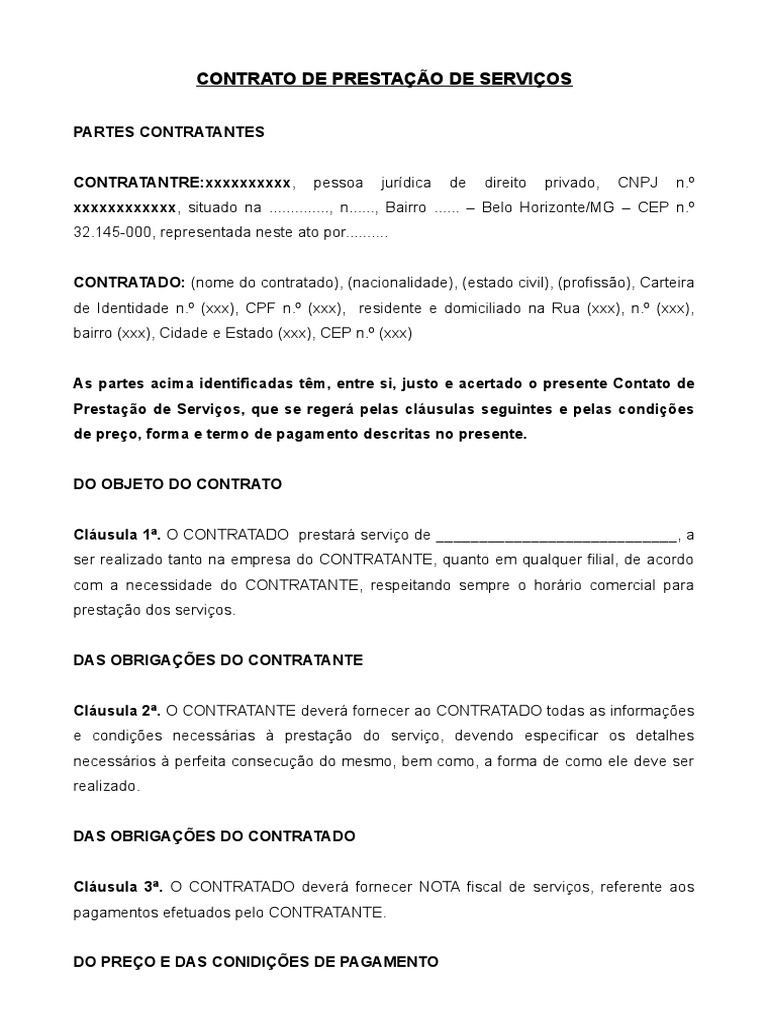 Contrato de Prestação de Serviço | PDF | Governo | Business