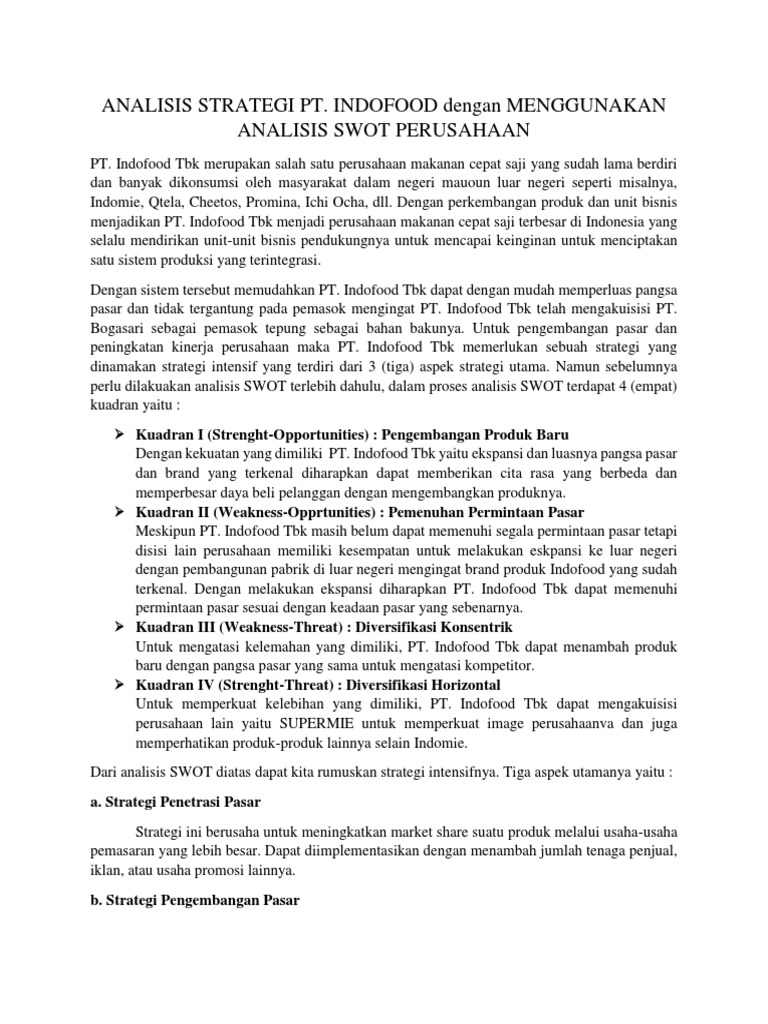 Analisis Strategi PT Indofood 1 | PDF