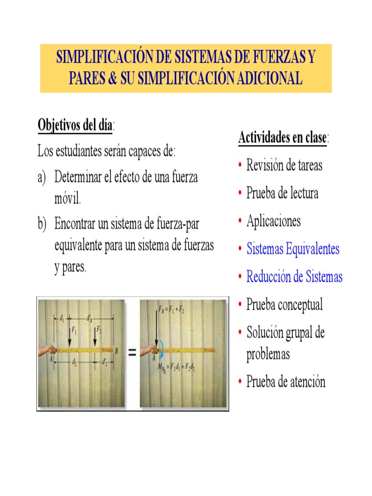 Estática - Simplificación de Sistemas de Fuerzas y Pares | Fuerza | Dinámica (Mecánica)