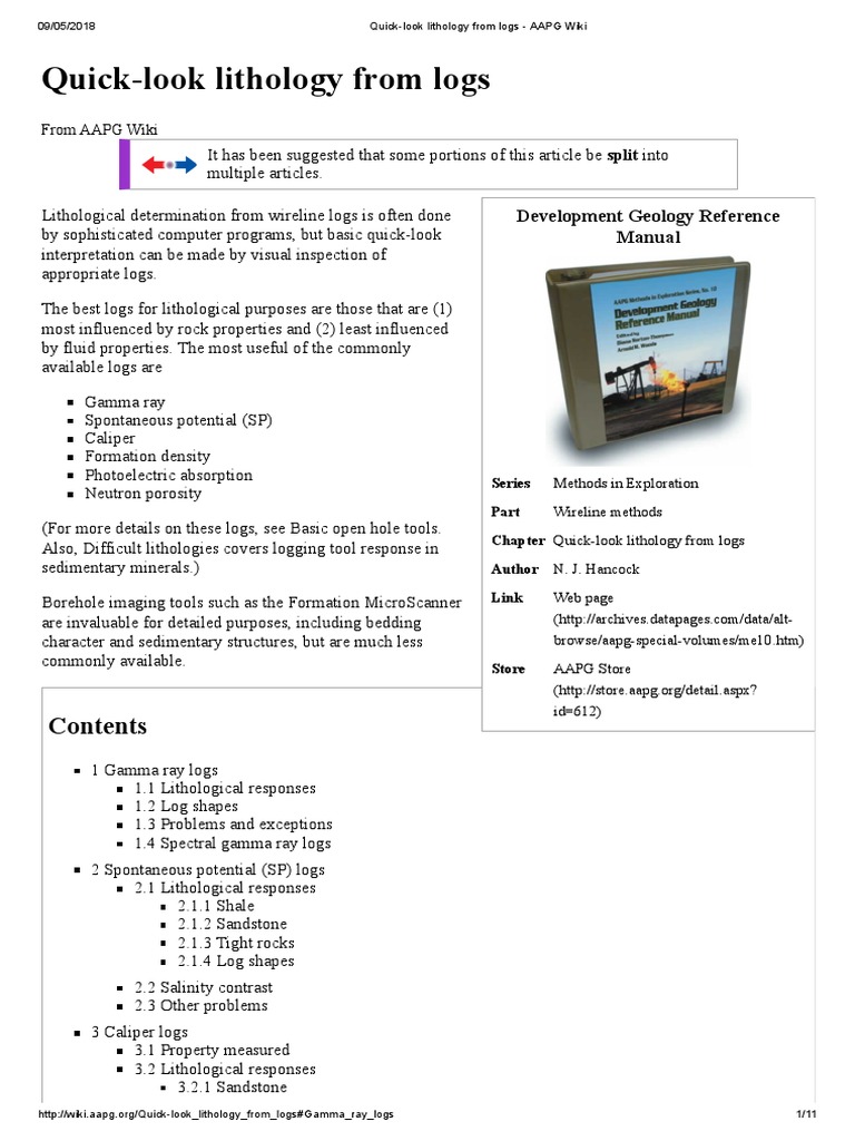 Quick-Look Lithology From Logs - AAPG Wiki | PDF | Porosity | Earth ...