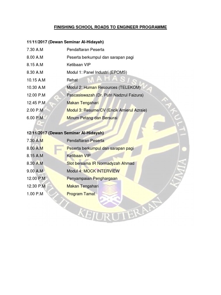 Tentatif Program Finishing School | PDF | Art | Science & Mathematics