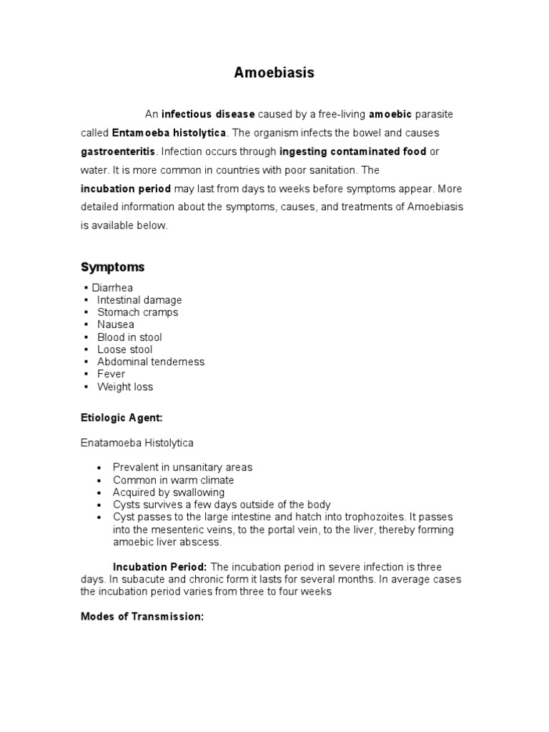 Amoebiasis: An Overview of Symptoms, Causes, Treatments, and ...