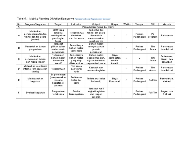 Matriks Plan of Action | PDF