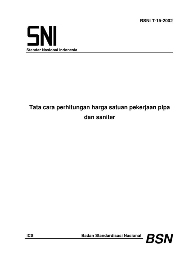 RSNI T 15 2002 Plumbing | PDF