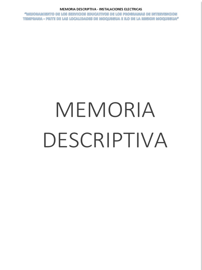 Electricas Memoria Descriptiva INSTALACIONES ELECTRICAS | PDF | Red de computadoras | Diodo ...