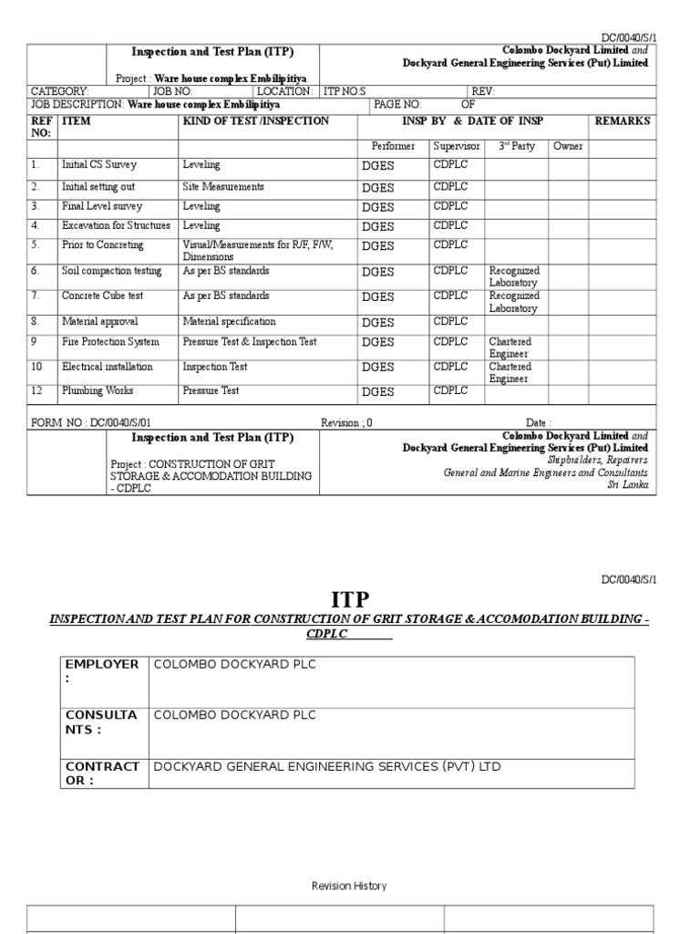 14. Inspection and Test Plan | Engineering | Technology