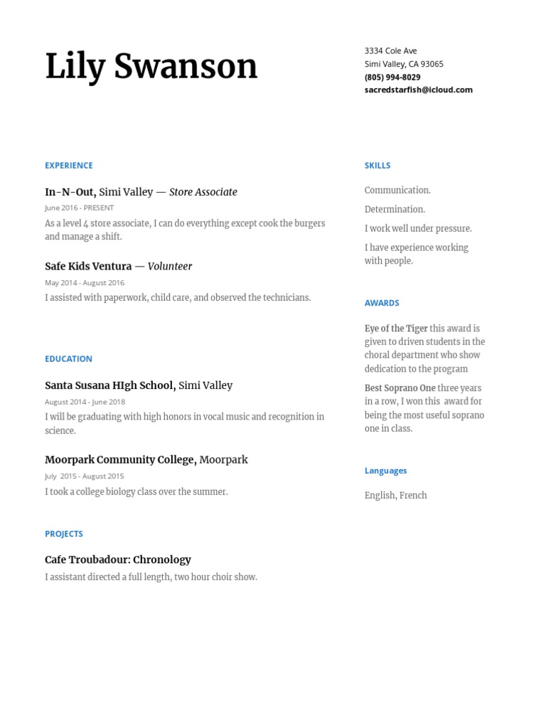 Lily Swanson's Resume Overview | PDF