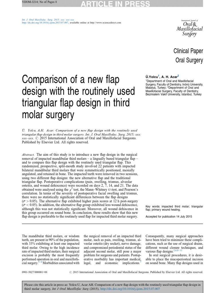 Comparison of A New Flap Design With The Routinely Used Triangular Flap ...