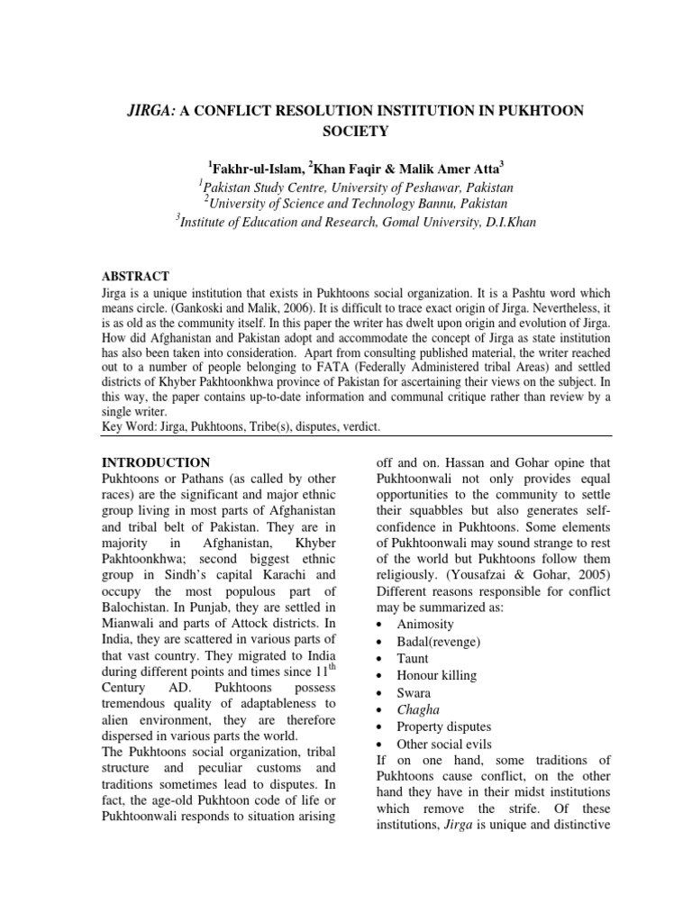 Jirga System in Pakistan PDF | PDF | Federally Administered Tribal ...