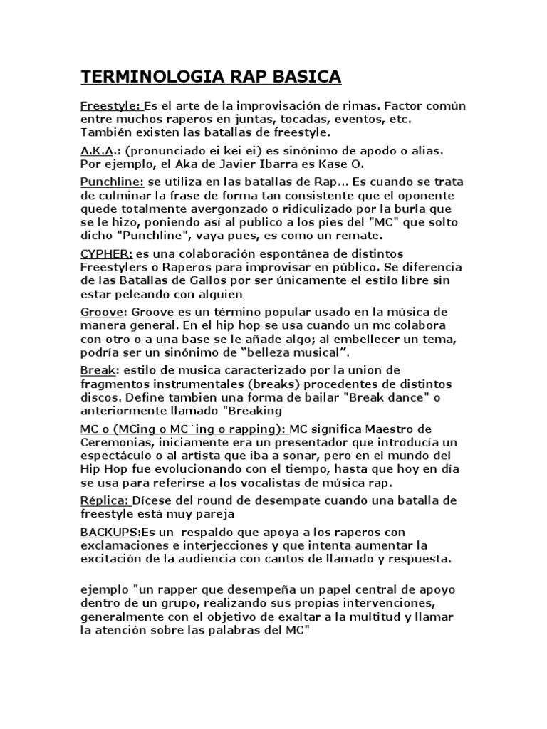 Terminologia Hip Hop | PDF | Golpecitos | Música hip-hop