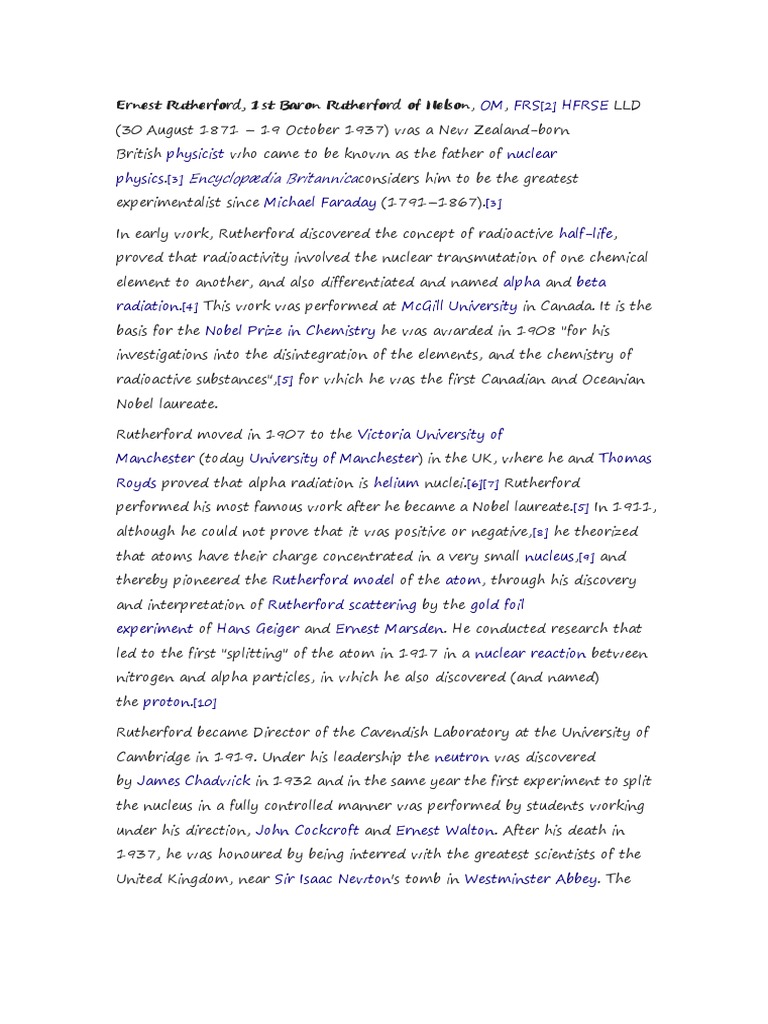 Encyclopædia Britannica: Ernest Rutherford, 1st Baron Rutherford of ...