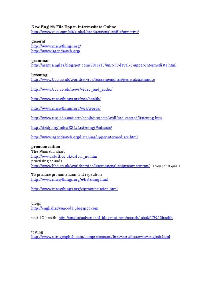 New English File Upper-Intermediate Online: The Phonetic Chart ...