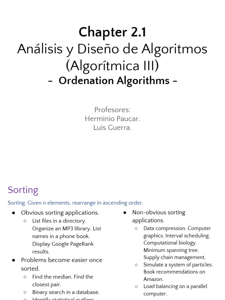 2 1 Ordenation Algorithms | PDF | Applied Mathematics | Combinatorics