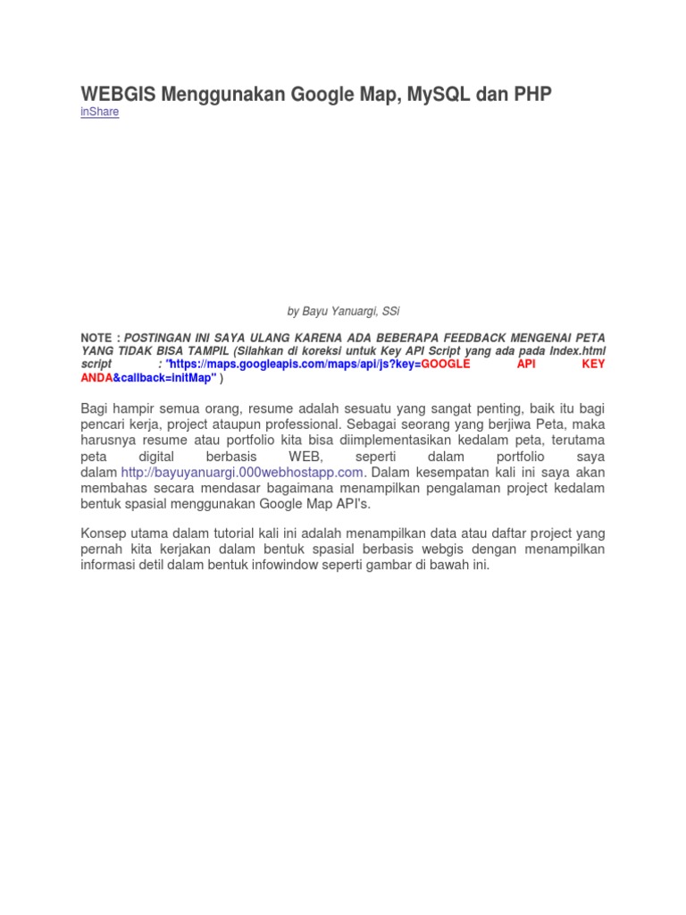 WEBGIS Menggunakan Google Map | PDF