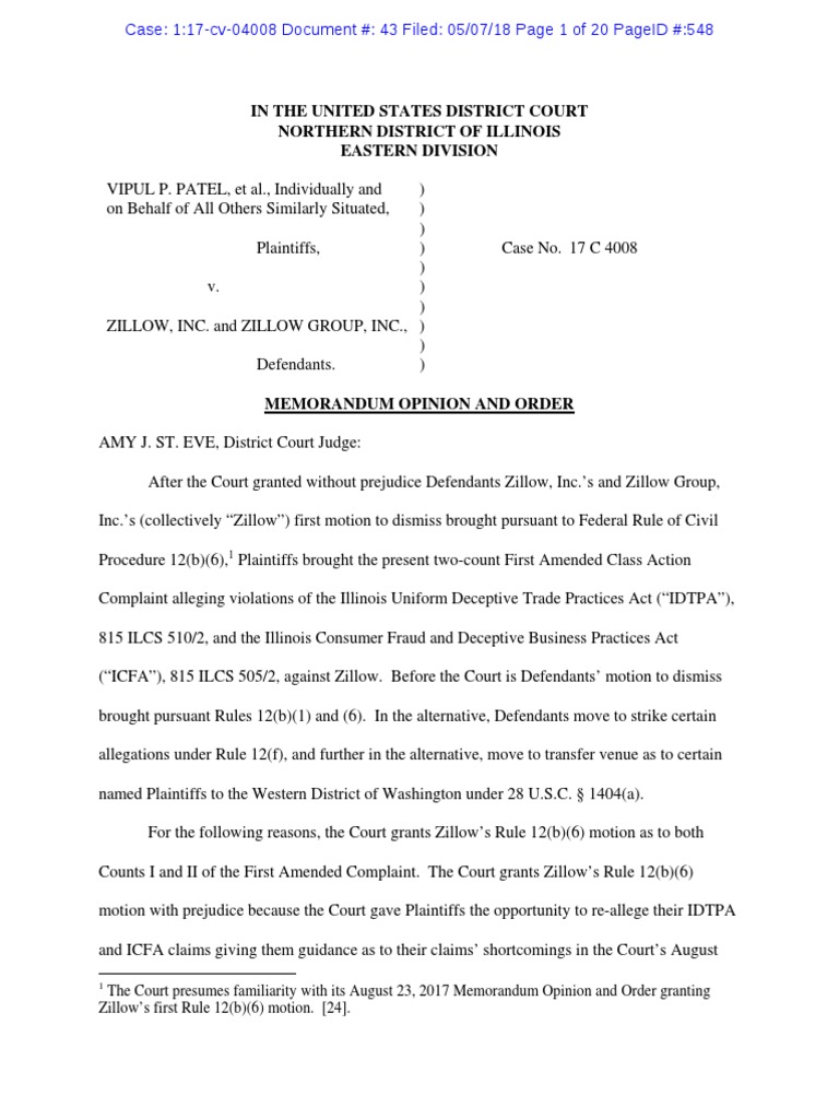 Judge Amy J. St. Eve Opinion and Order | PDF | Federal Rules Of Civil ...