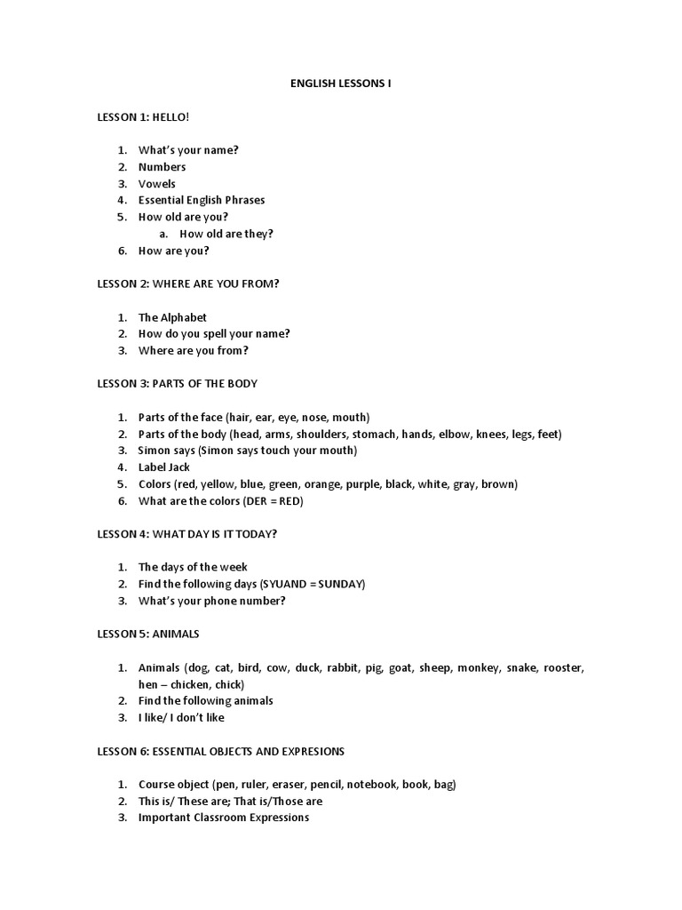 English Lessons | PDF | Question | Lunch