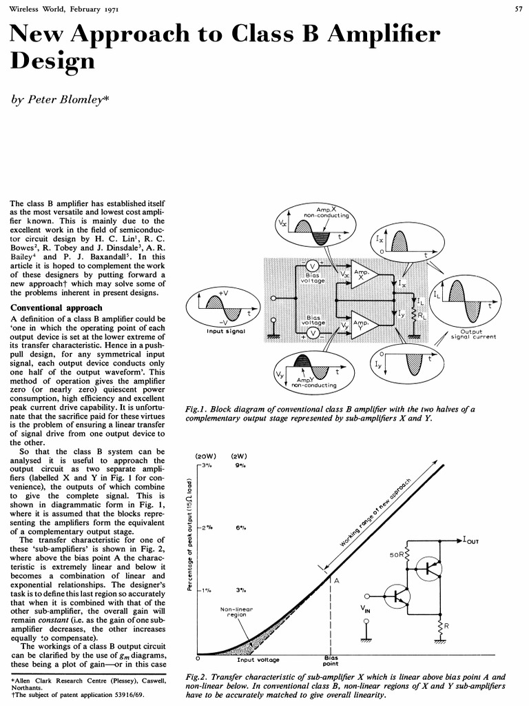 Class B Amplifier Design By P Blomley Pdf Amplifier Distortion