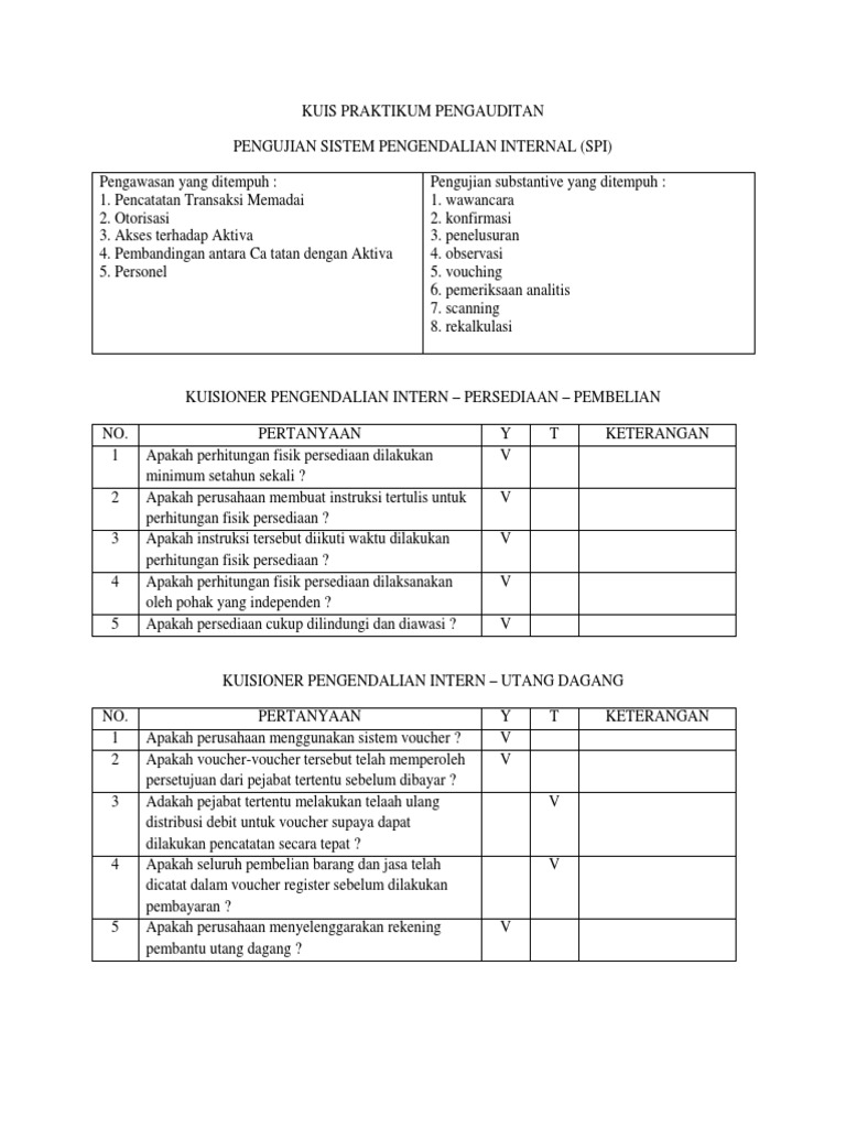 Kuis Praktik Audit | PDF