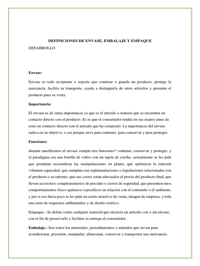 Conceptos de Empaque y Embalaje | PDF | Producto (Negocio) | Alimentos