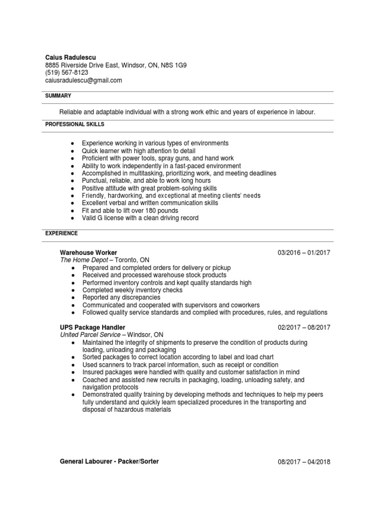 Resume.docx | Packaging And Labeling | Quality (Business)