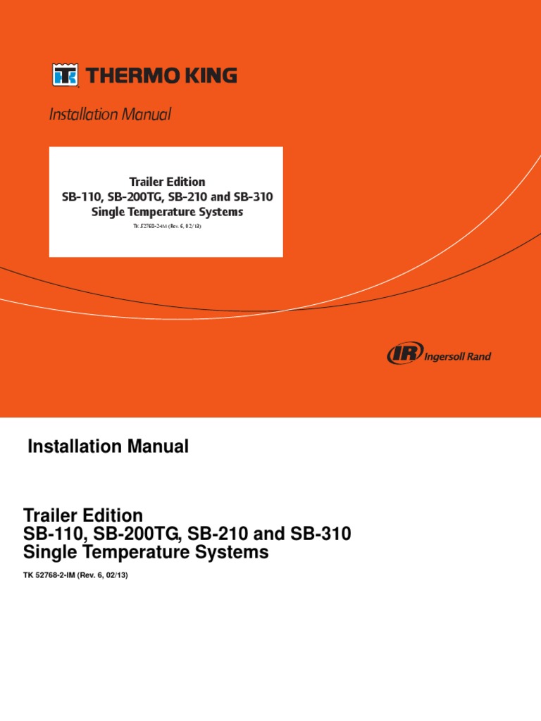 SB-110, SB-200TG, SB-210 and SB-310 Single Temp 52768-2-IM | PDF ...
