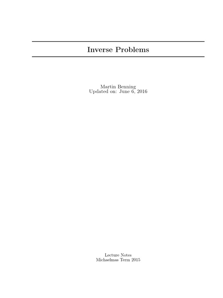Inverse Problems | PDF | Inverse Problem | Eigenvalues And Eigenvectors