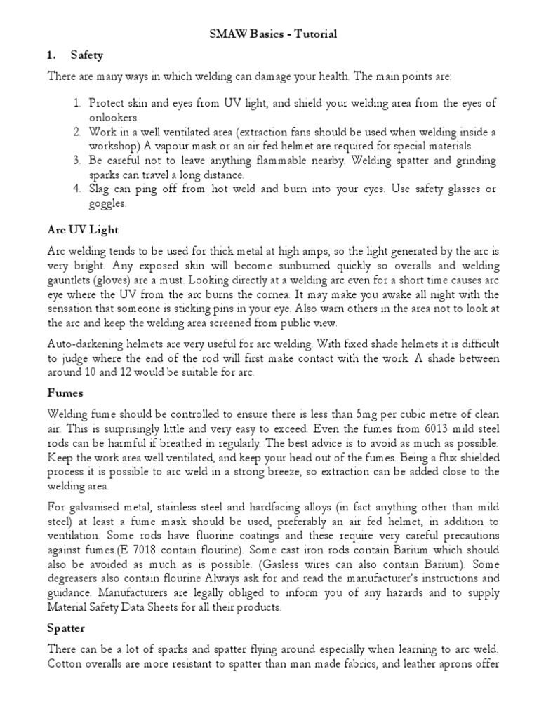 SMAW Basics - Tutorial | PDF | Welding | Construction