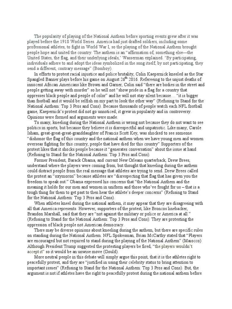 National Anthem Protest Article | PDF | The Star Spangled Banner