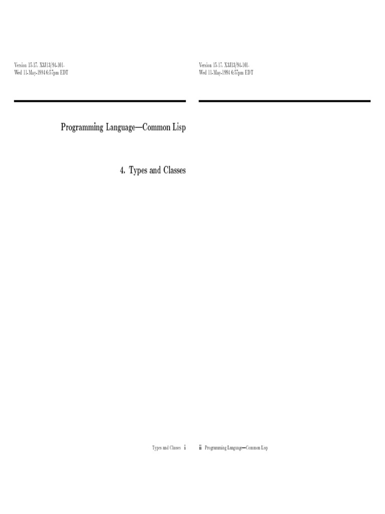Programming Language - Common Lisp 4. Types and Classes | PDF | Class (Computer Programming ...