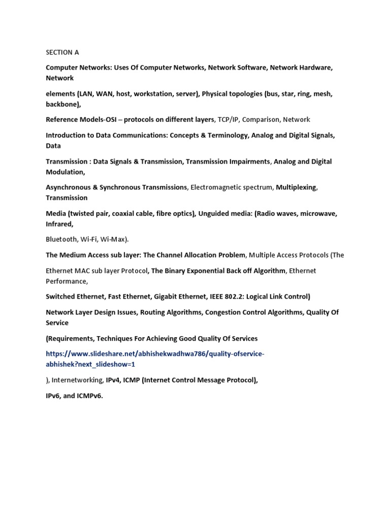 Computer Network Syllabus | Download Free PDF | Transmission Control ...