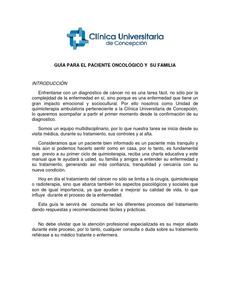 Guia Paciente Oncologico Familia | PDF | Quimioterapia | Cáncer