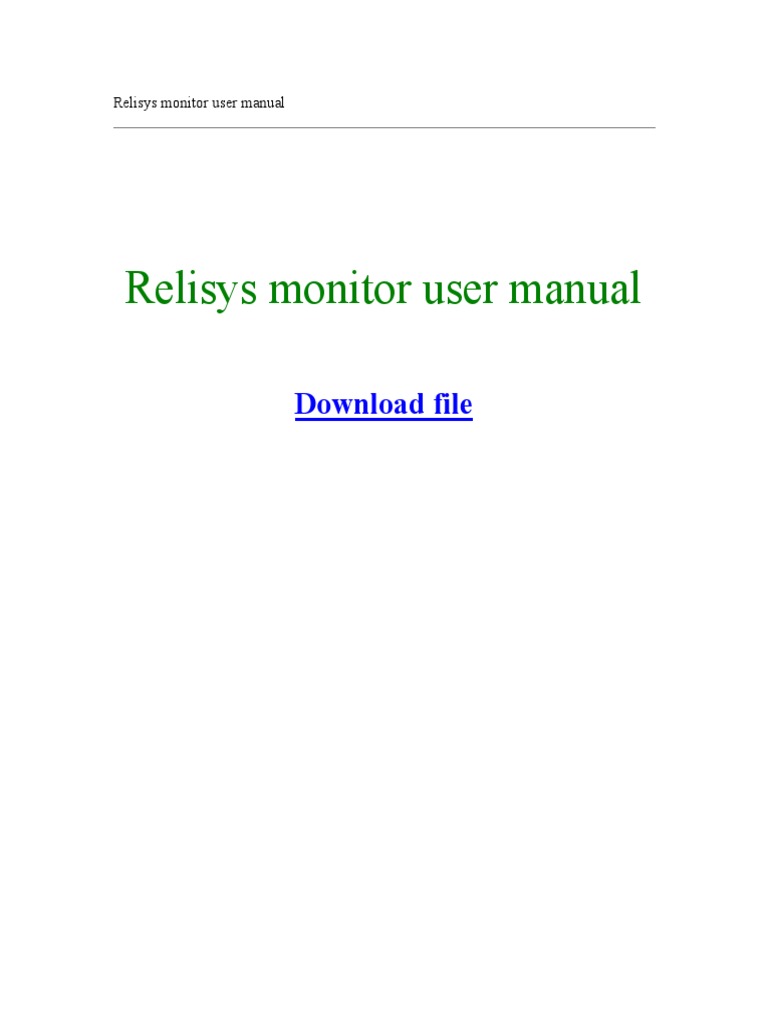 Relisys Monitor User Manual | PDF