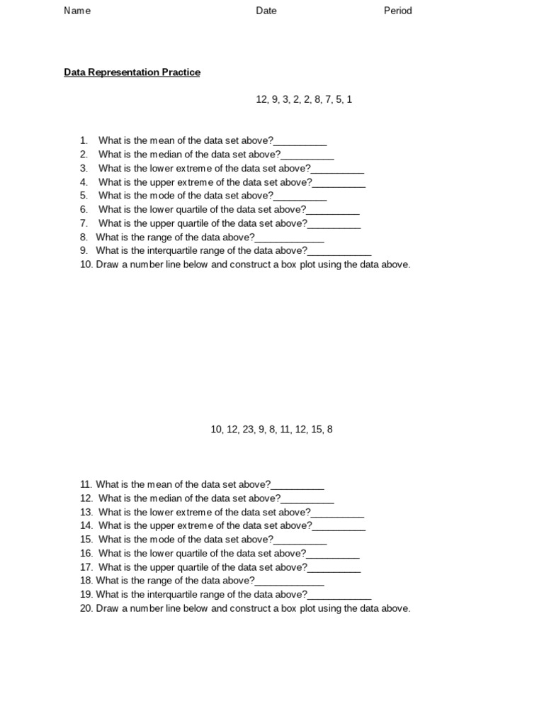 Data Representation Practice | PDF | Quartile | Descriptive Statistics