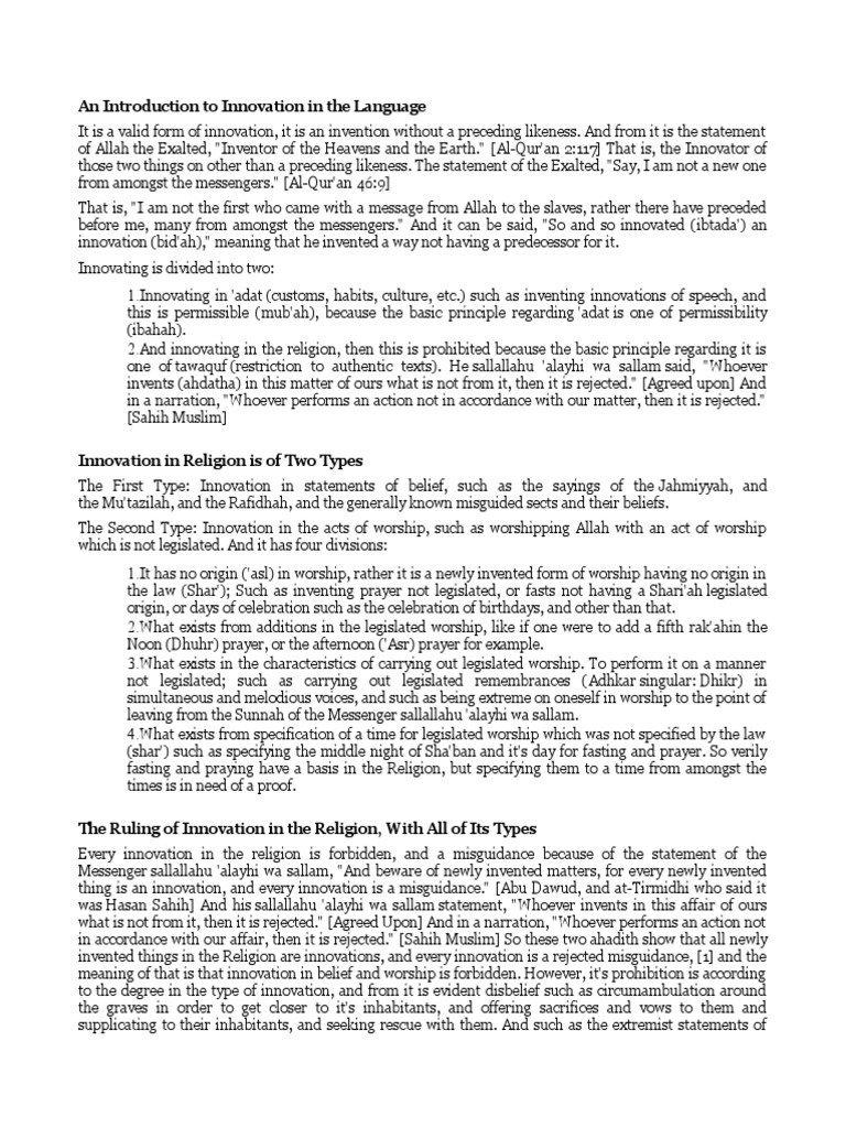 Innovation | PDF | Hadith | Muhammad