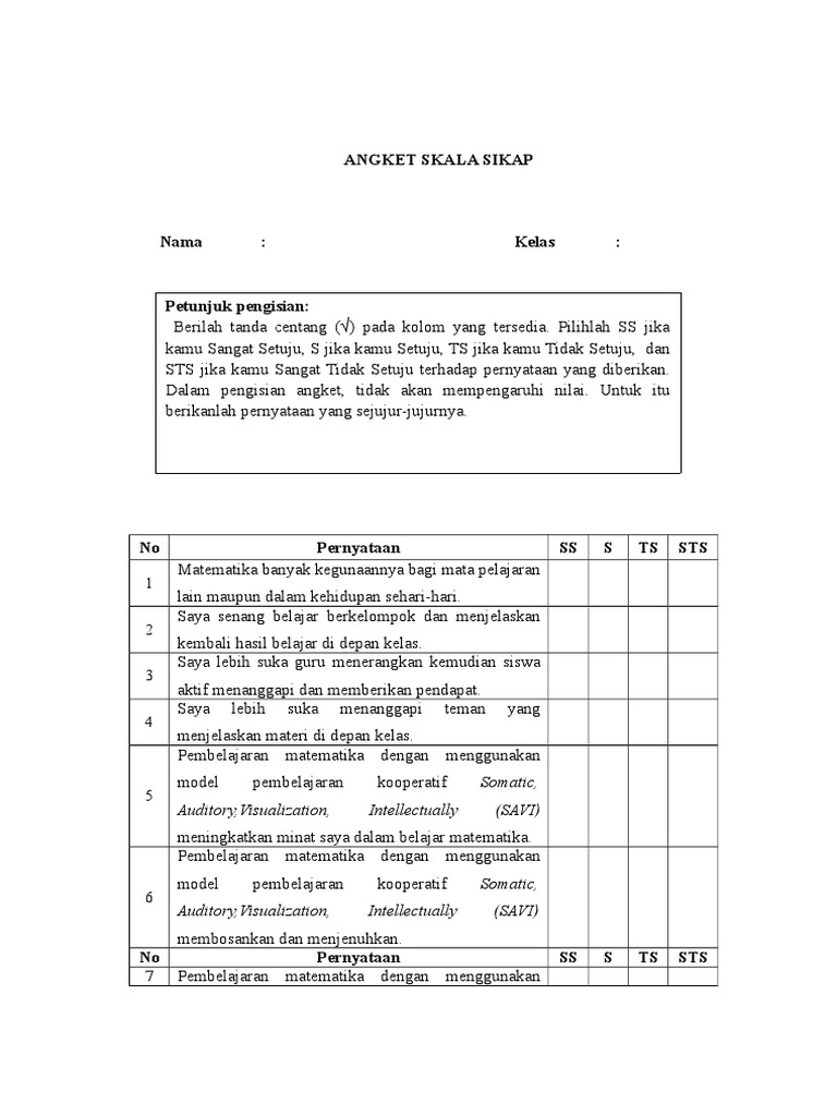 Angket Skala Sikap | PDF