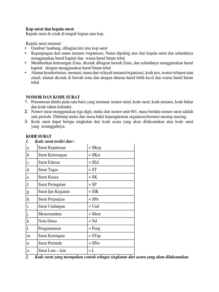 Kode dan Nomor Surat Resmi 2025 | PDF