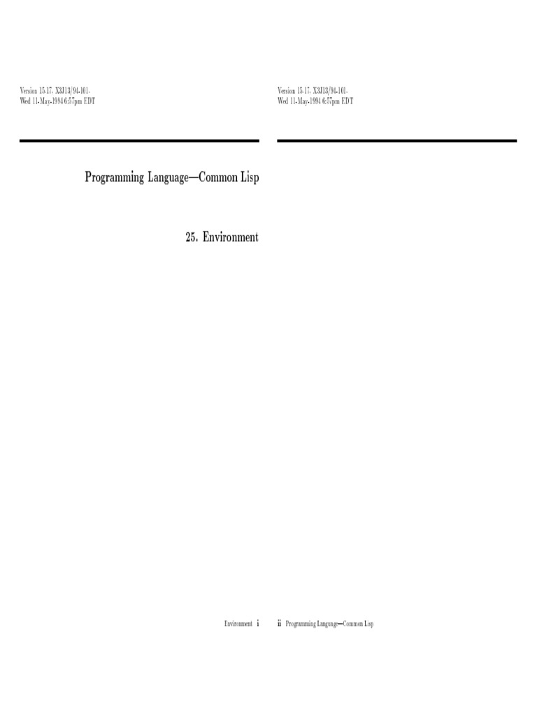 Programming Language - Common Lisp 25. Environment | Download Free PDF ...