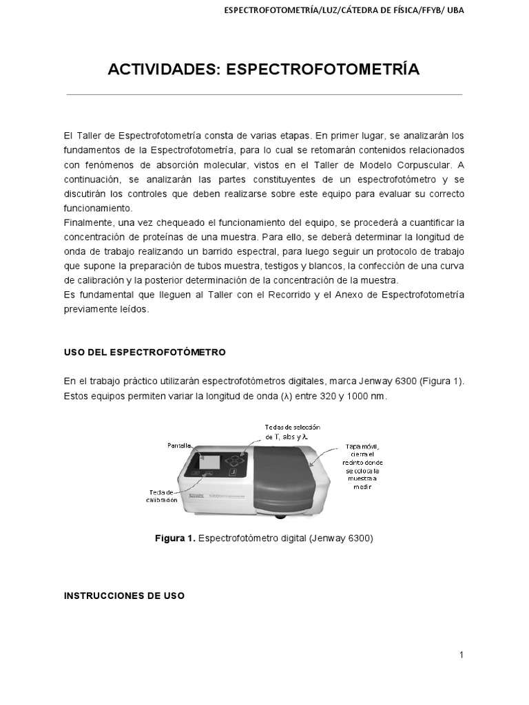 Actividades Espectrofotometría Pdf Espectrofotometria Ligero