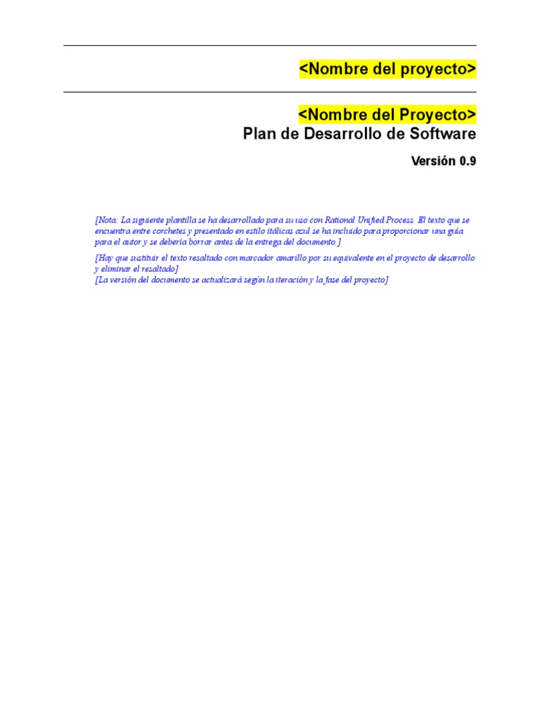 Plantilla Plan de Desarrollo de Software | Descargar gratis PDF | Caso de uso | Software