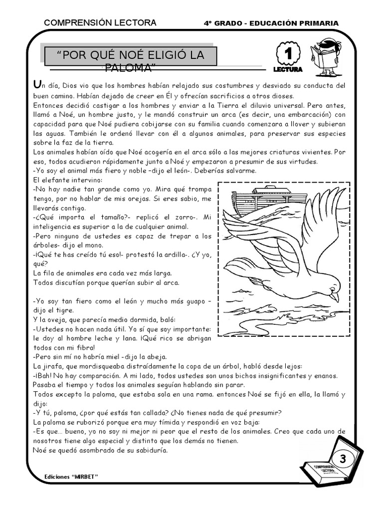 Plan-Lector 4 Grado -Copia | Noé | Comprensión lectora | Prueba ...