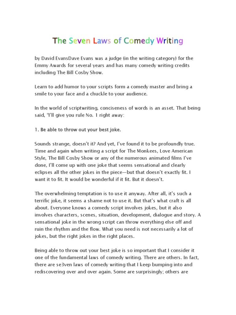 The Seven Laws of Comedy Writing | PDF