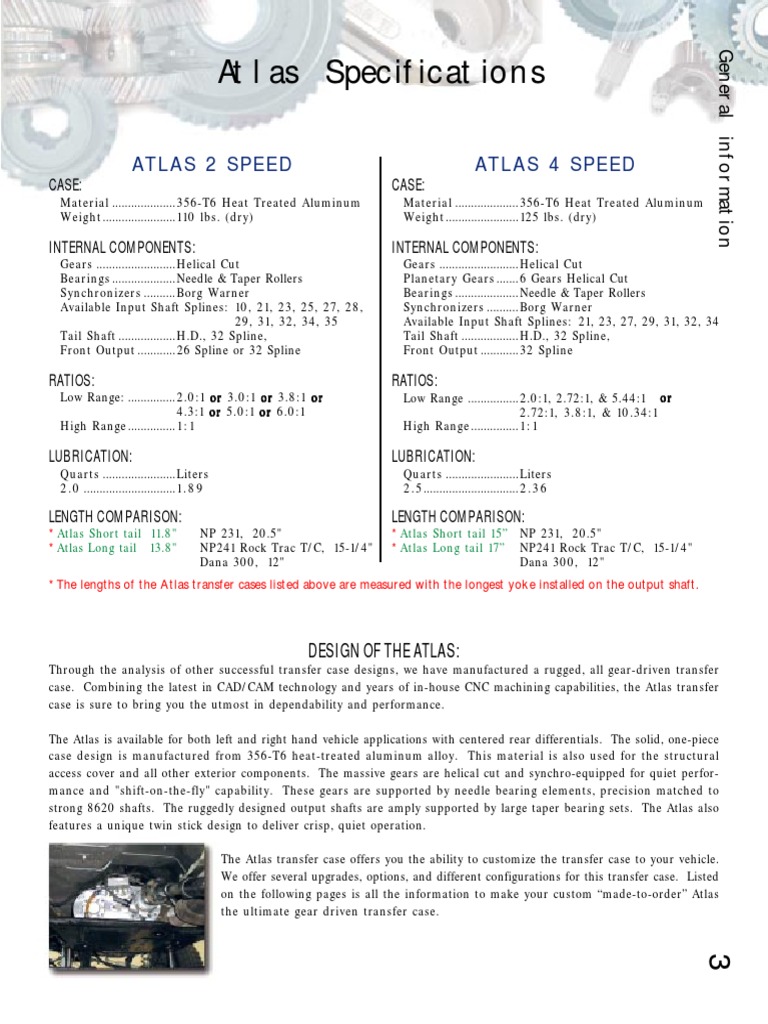 Atlas Transfer Case Specifications | PDF | Transmission (Mechanics ...