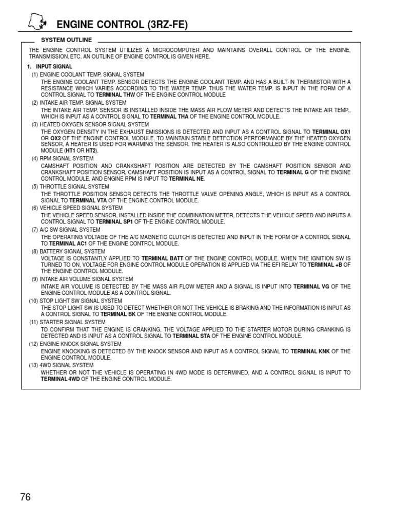 (3rz-Fe) Engine Control | PDF | Fuel Injection | Throttle