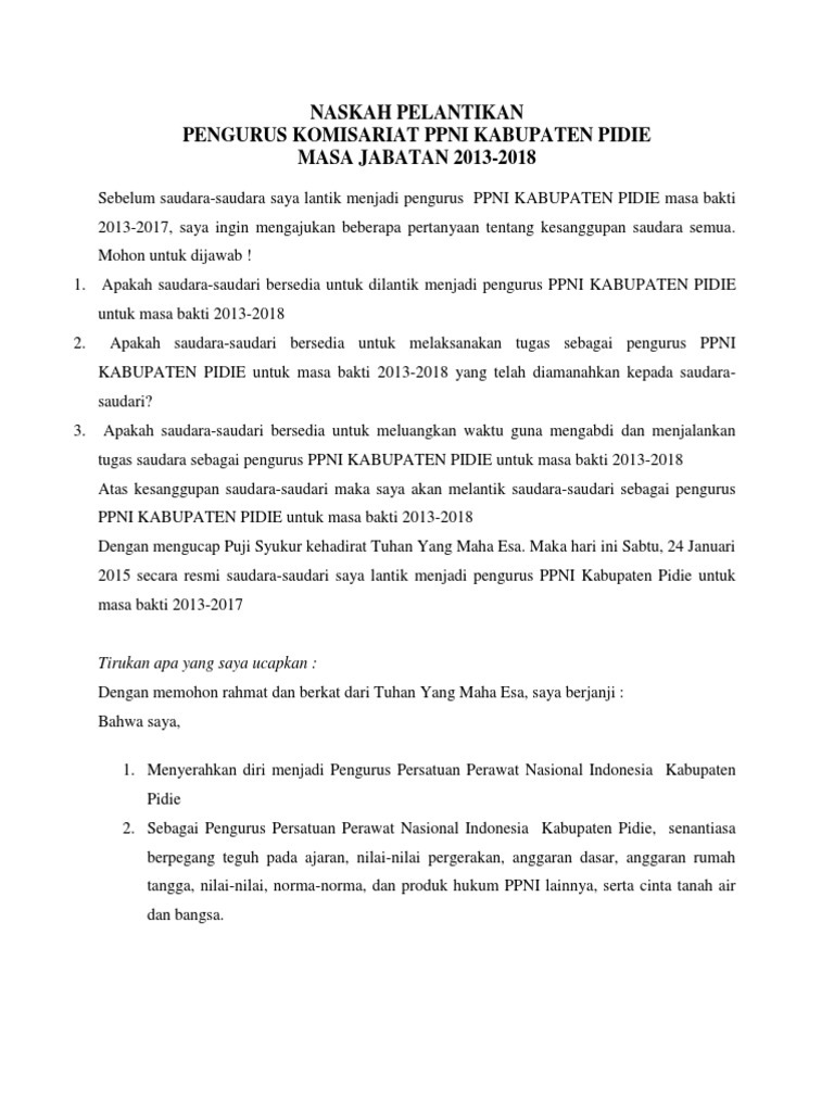 Naskah Pelantikan | PDF