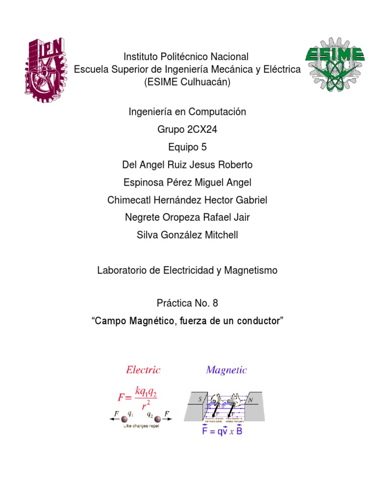 Practica Electricidad | PDF | Campo magnético | Vector Euclidiano