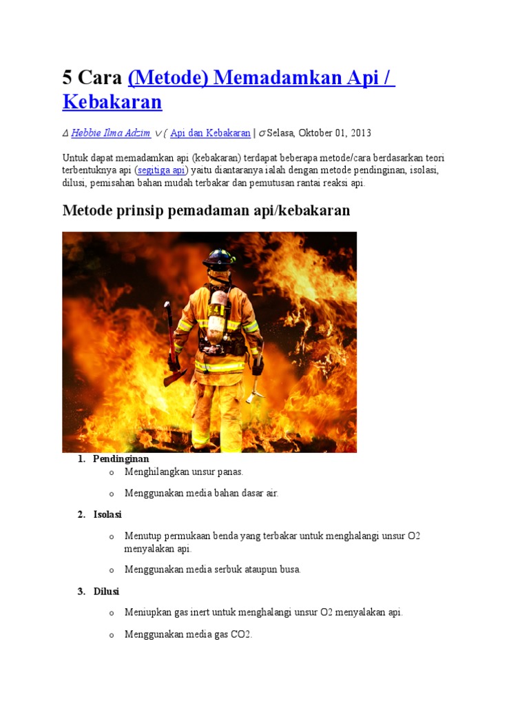 FIVE METHODS OF FIRE EXTINGUISHMENT | PDF