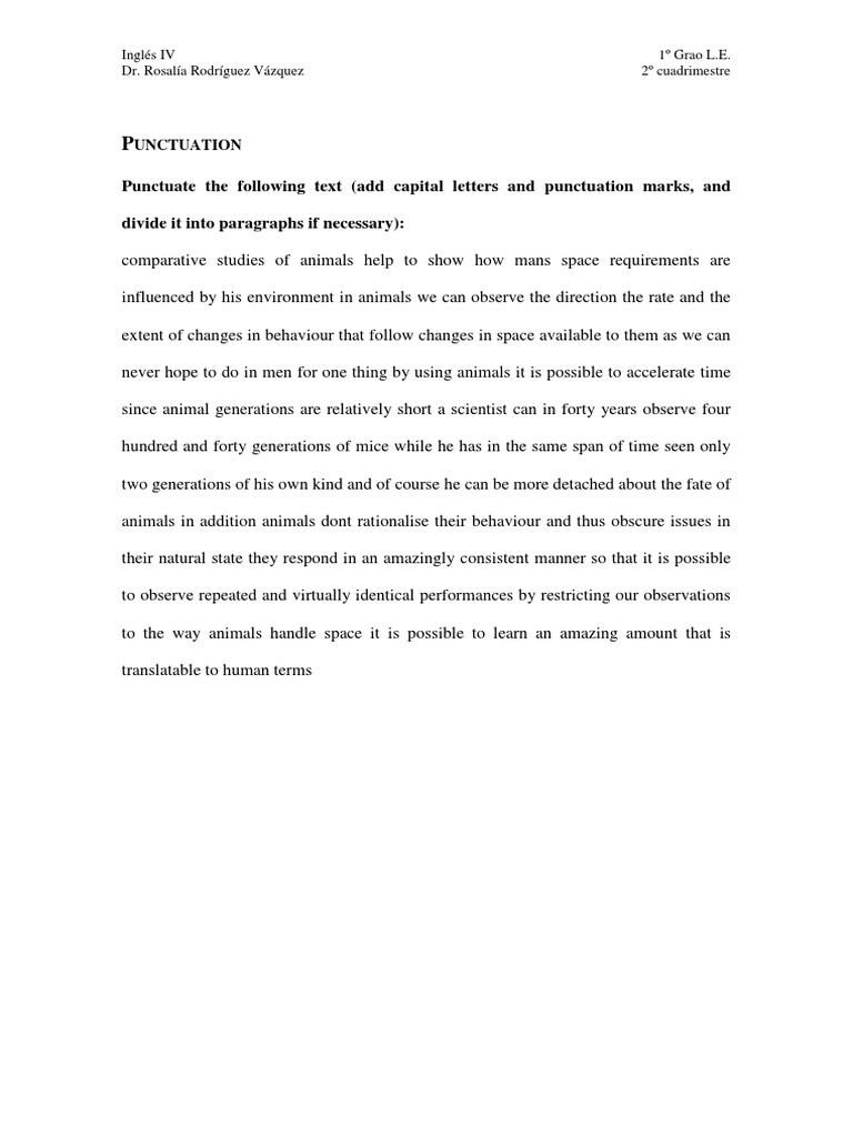 Punctuate The Following Text (Add Capital Letters and Punctuation Marks ...