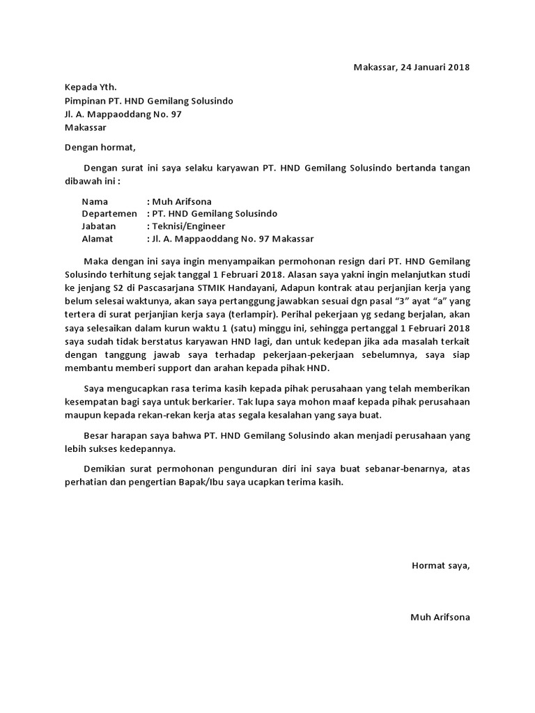 Contoh Surat Resign | PDF