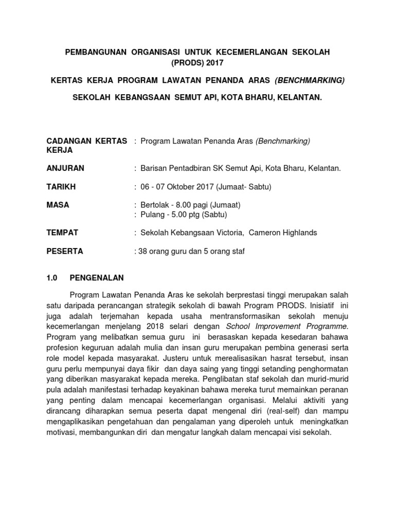 Kertas Kerja Lawatan Penanda Aras SK Semut API Ke Cameron Highlands | PDF